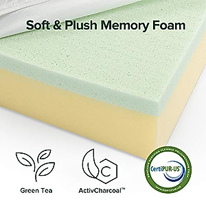 ZINUS Ultra Plush Green Tea Memory Foam Pillow Pet Bed, Waterproof Machine Washable Cover, Small
