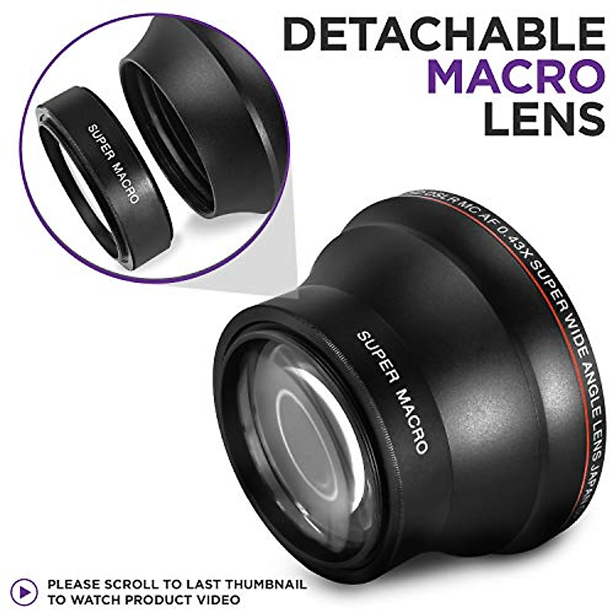 55MM 0.43x Altura Photo Professional HD Wide Angle Lens (w/Macro Portion) for Nikon D3400, D3500, D5500, D5600 with DX NIKKOR 18-55mm f/3.5-5.6G VR and Sony Alpha Cameras