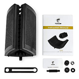 TONOR Microphone Isolation Shield, Studio Mic Sound Absorbing Foam Reflector for Any Condenser Microphone Recording Equipment Studio, Black