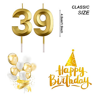 AOOLADA 39th 93rd Birthday Candles, Gold 93 39 Year Old Number Birthday Candles, Birthday Party Decorations Cake Topper Gifts for Men Women