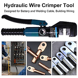 BLIKA 10 Ton Hydraulic Crimping Tool and Cable Cutter, Hydraulic Wire Battery Cable Lug Terminal Crimper Crimping Tool with 11 Dies, Wire Swaging Tool for 1/8" to 3/16" Cable Railing Hardware