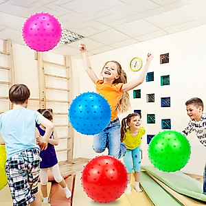 Hymaz Knobby Balls Bulk 9" Soft Bouncy Balls Sensory Toys Spiky Massage Stress Balls, Set of 5 Sensory Balls Party Favors, Stocking Stuffers for Kids Toddlers,Fun Beach Ball with Pump