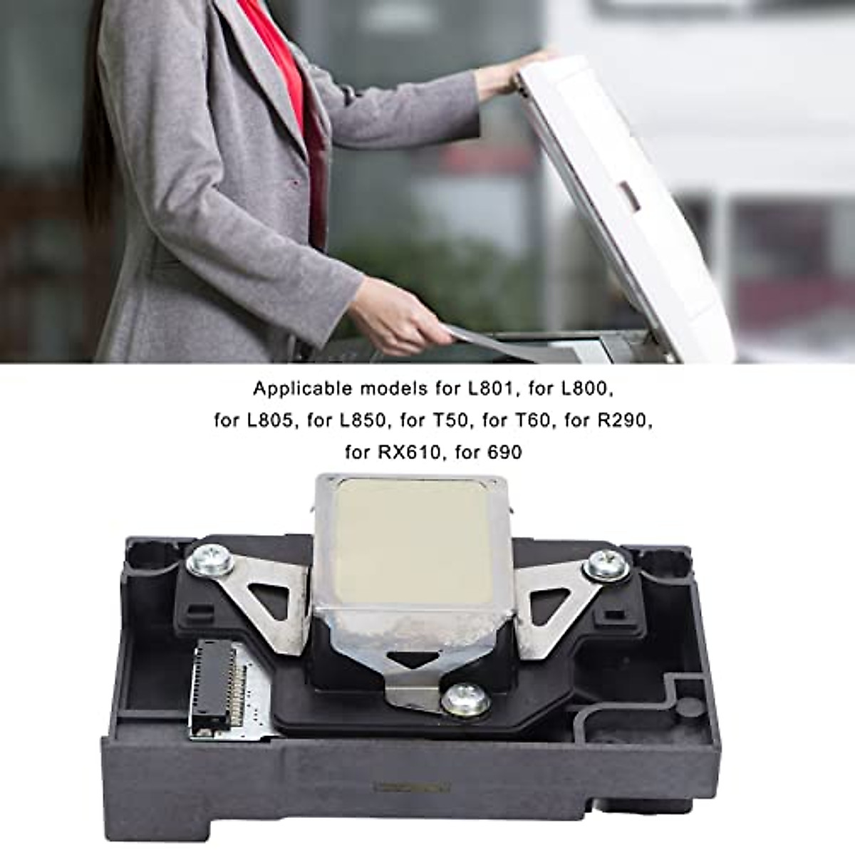 Print Head, Professional ABS Color Printhead Replacement Printer Accessories for L801 L800 L805 L850 T50 T60 R290 RX610 690