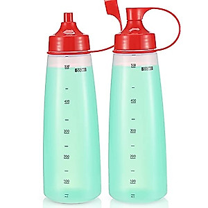 oiununo Squeeze Bottles Wide Mouth - Pack of 2 Condiment Bottle Squeeze BPA free for Chunky Sauces, Resin, Crafts, Condiment Squeeze Bottles 550 mL/19 oz. (Red)