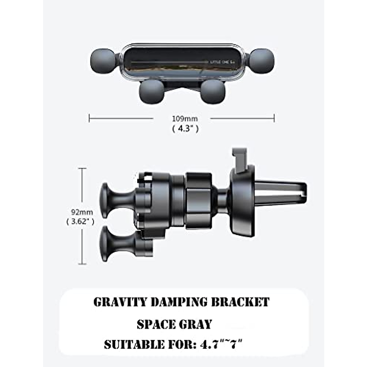 SiMaXuanCar car Phone Holder Vent Phone Holder Auto Lock Gravity Type Phone Holder with knob Locking Hook Clip Suitable for Various Vent Mount Suitable for 2.5~3.5 inch Width Smartphone(Black)