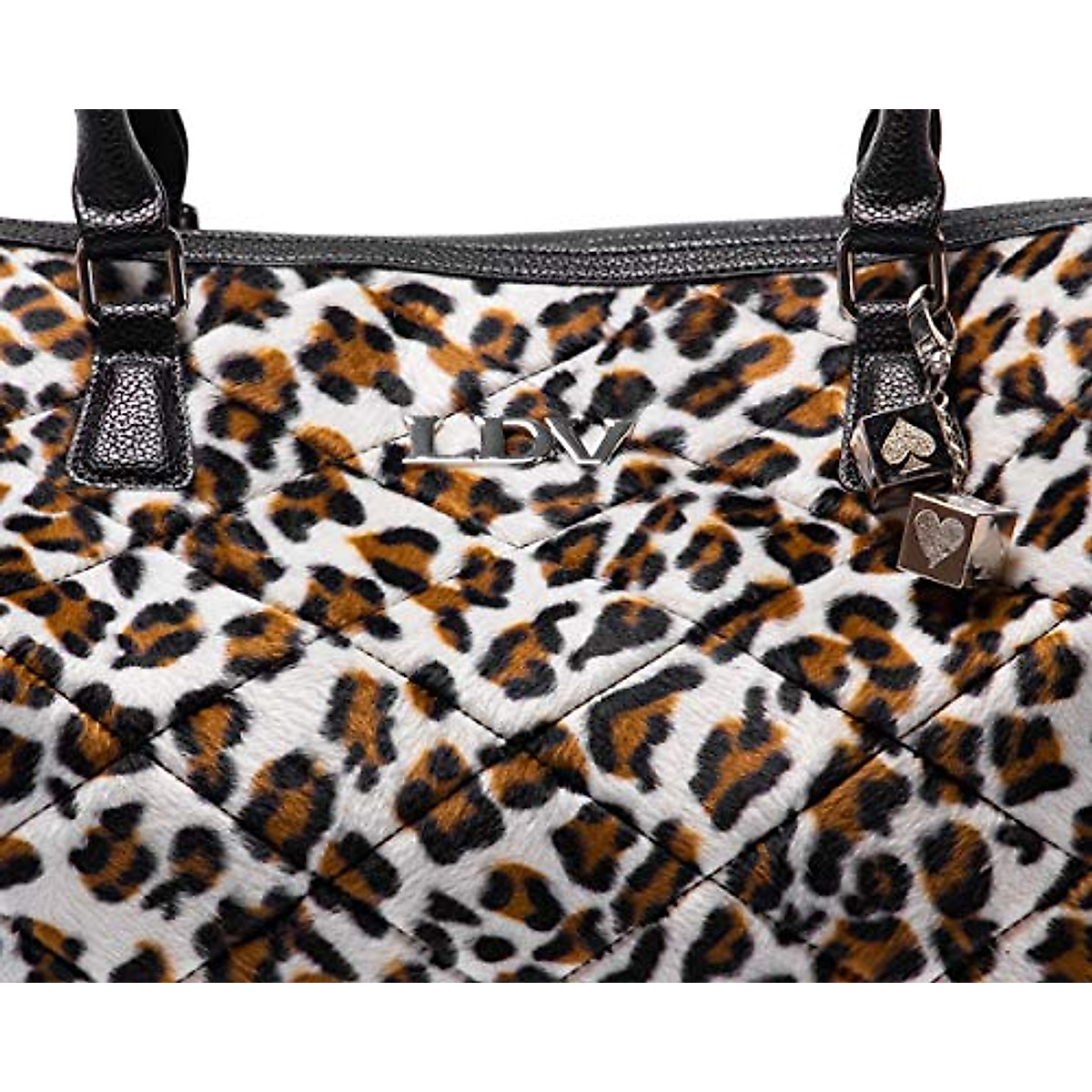 Lux de Ville Black and Leopard Valentine Tote (Large)
