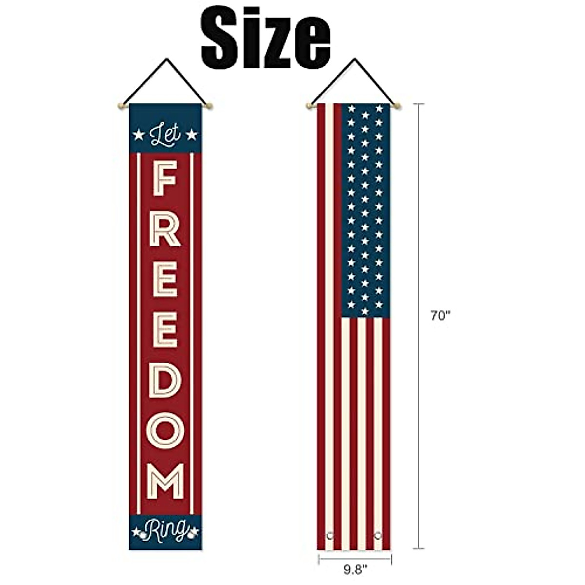 Decorations for 4th of July Decor, Hanging American Flag and “Let FREEDOM Ring” Banners, Fourth of July Party Supplies Indoor Outdoor-Red White Blue Decor Independence Day Outdoor Pull-Down Door Banners