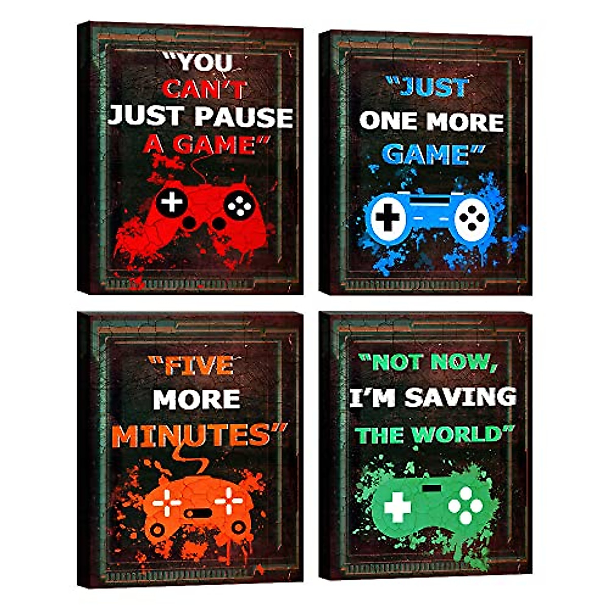 Game Room Wall Art Decor Funny Gaming Decorations Canvas Prints Boys Room Decorations Video Game Posters Pictures Decoration for Boys Bedroom Video Game Room Playroom Paintings Framed Ready to Hang