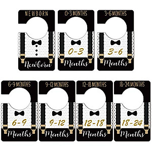 Baby Closet Size Dividers, Gentleman Boy Baby Closet Organizer, Newborn Nursery Wardrobe Divider Hangers to Arrange Clothes with Separator by Size or Age, 0-24 Months