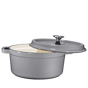 Bruntmor Pre-Seasoned 6.5 qt Enameled Cast Iron Round Dutch Ovens, 6.5 Quart Enameled Cast Iron Dutch Oven Pot With Lid And Handle, Heavy Duty Casserole Dish, Hand Wash Only, Pumpkin Spice