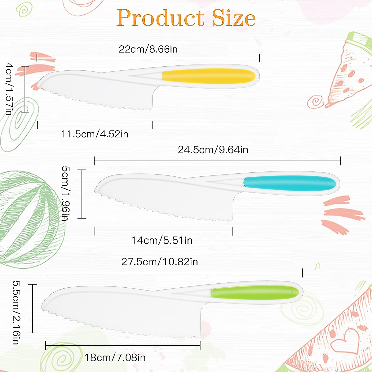 7 Pieces Ceramic Peeler Plastic Children Kitchen Knife Set, Nylon Kitchen Knife Set Ceramic Y Peeler Children's Safe Knife for Cooking Home Kitchen Vegetables Fruits Salad Cake Lettuce Bread Kids