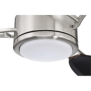 Craftmade JOU64BNK3 Journey Modern 64" Indoor/Outdoor Damp Location Large Ceiling Fan with LED Lights & Remote/WiFi, 3 Black Walnut ABS Blades, DC Motor, Brushed Polished Nickel