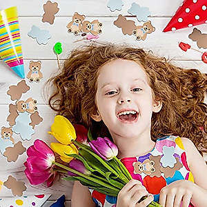 300 Pieces Bear Confetti Baby Shower Paper Confetti Bear Table Confetti for Holiday Festival Party Table Home Decorations, 0.98 Inch (Blue, Brown)