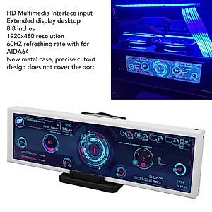 Bewinner 8.8in Computer Temp Monitor, 1920x480 60Hz PC Sensor Panel Display for AIDA64 CPU GPU SSD Data Monitor for RasPi for Linux for Windows