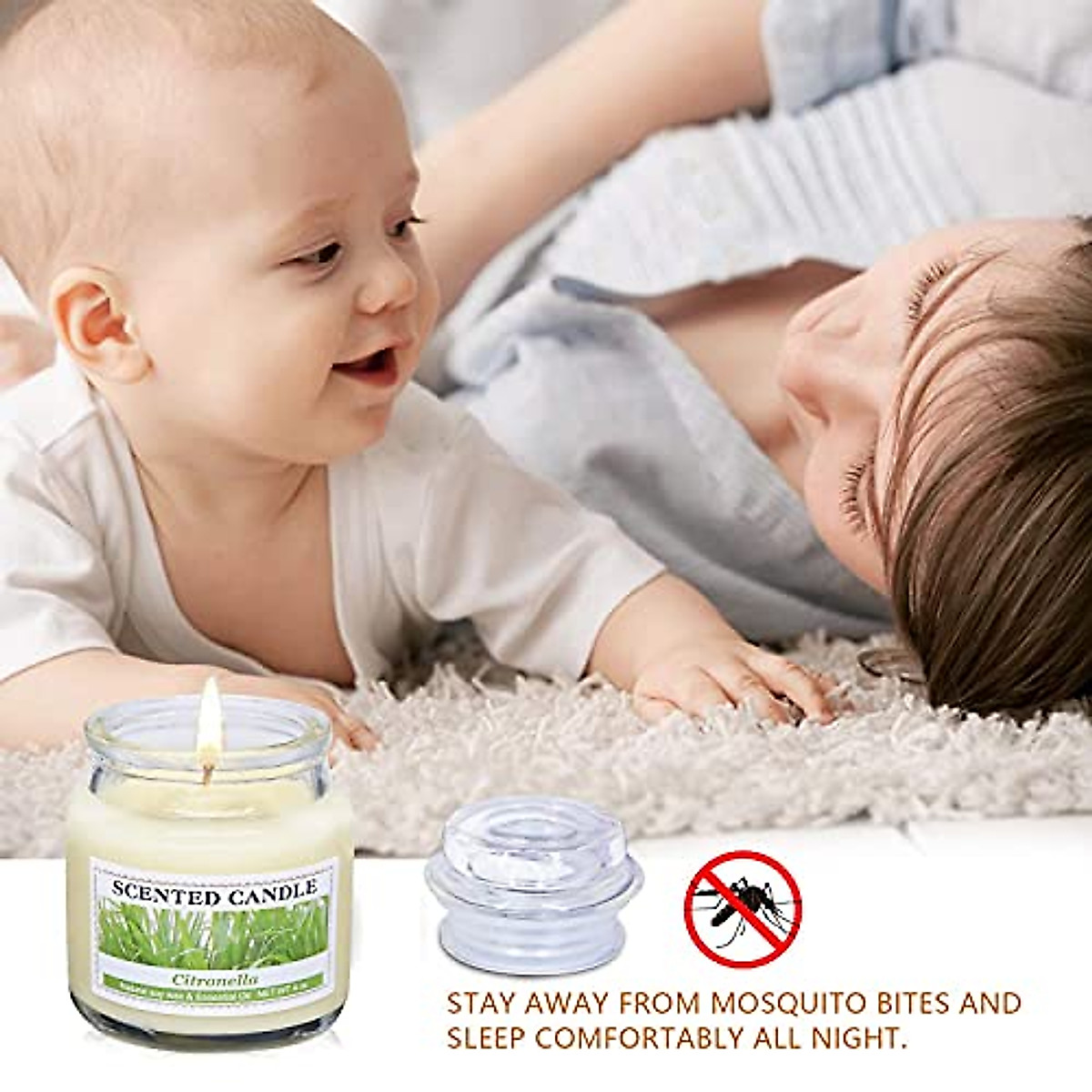 Soyyla Citronella Candles Outdoor and Indoor, 4 Packs of 4 oz Portable Glass Jar Candle, Natural Soy Wax Off Candles Set for Home Patio Camping Beach Themed Gifts