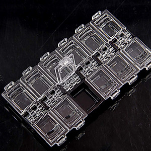 ARTIBETTER 4 Pcs Jewelry Storage Box 12 Compartments Clear Plastic Storage Case Nail Art Container for Glitter, Beads, Sequins, Jewelry Storage