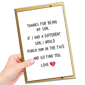 Son Card Funny Card for Son Birthday Card Thank You for Being My Son Humorous Card