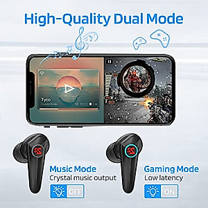 LTC SS-503 TWS Wireless Earbuds, Bluetooth 5.1 in-Ear Earphones with Wireless Charging Case IPX4 Waterproof, Built-in Mic RGB Stereo Headphones for Sport, Gaming, Black