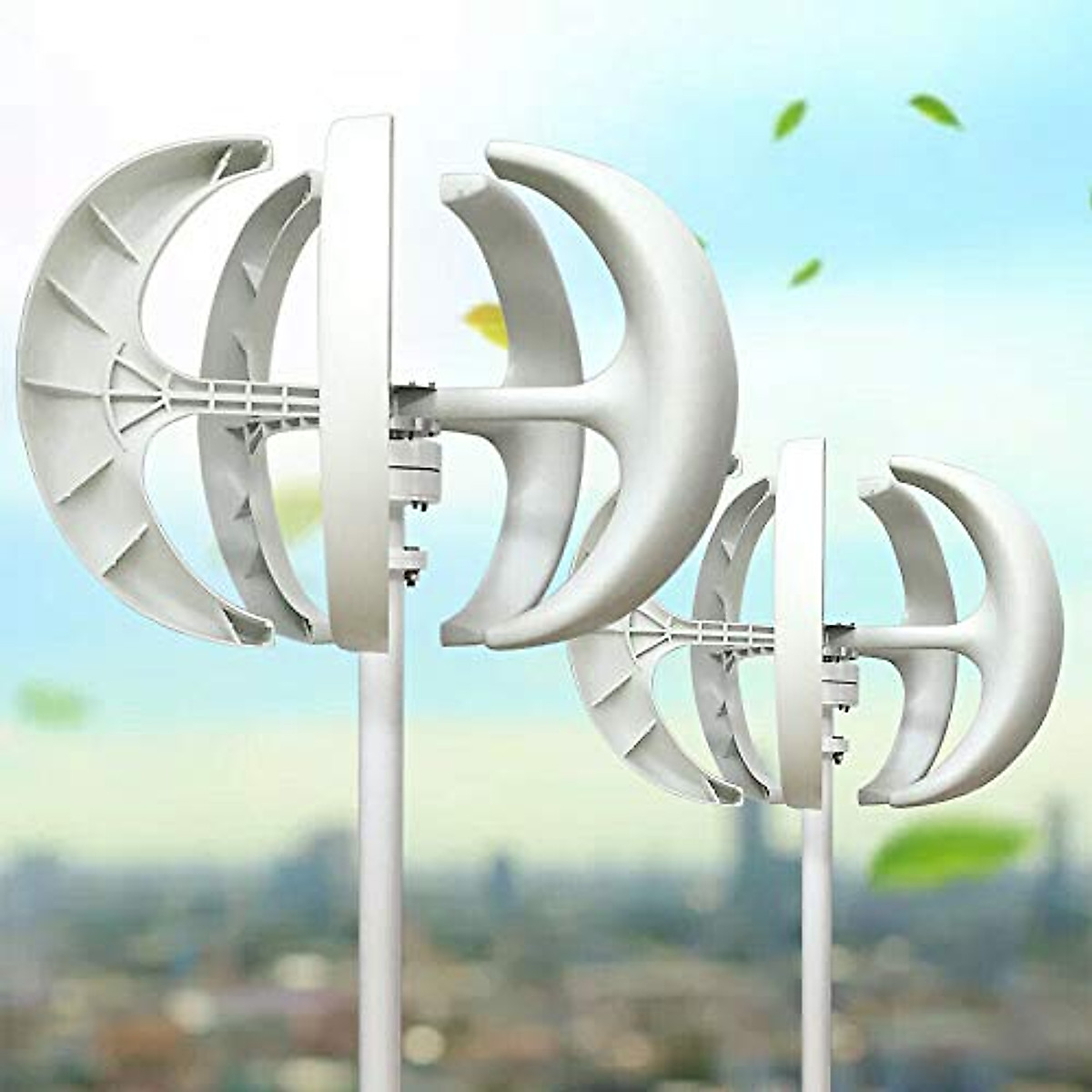 Wind Turbine 24V 600W Wind Turbine Generator White Lantern Vertical Axis Garden Boat Wind Generator 5 Leaves Wind Turbine Kit with Controller