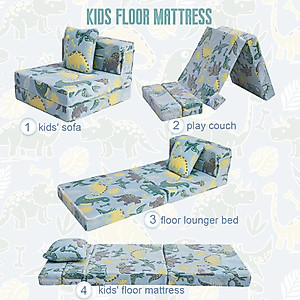MeMoreCool Folding Sofa Bed Floor Mattress for Kids, Glow Tri Folding Mattress Kid Fold Up Sofa Futon Folding Chair Bed, Child Foldable Mattress Floor Bed Folding Couch Trifold Mattress for Playroom