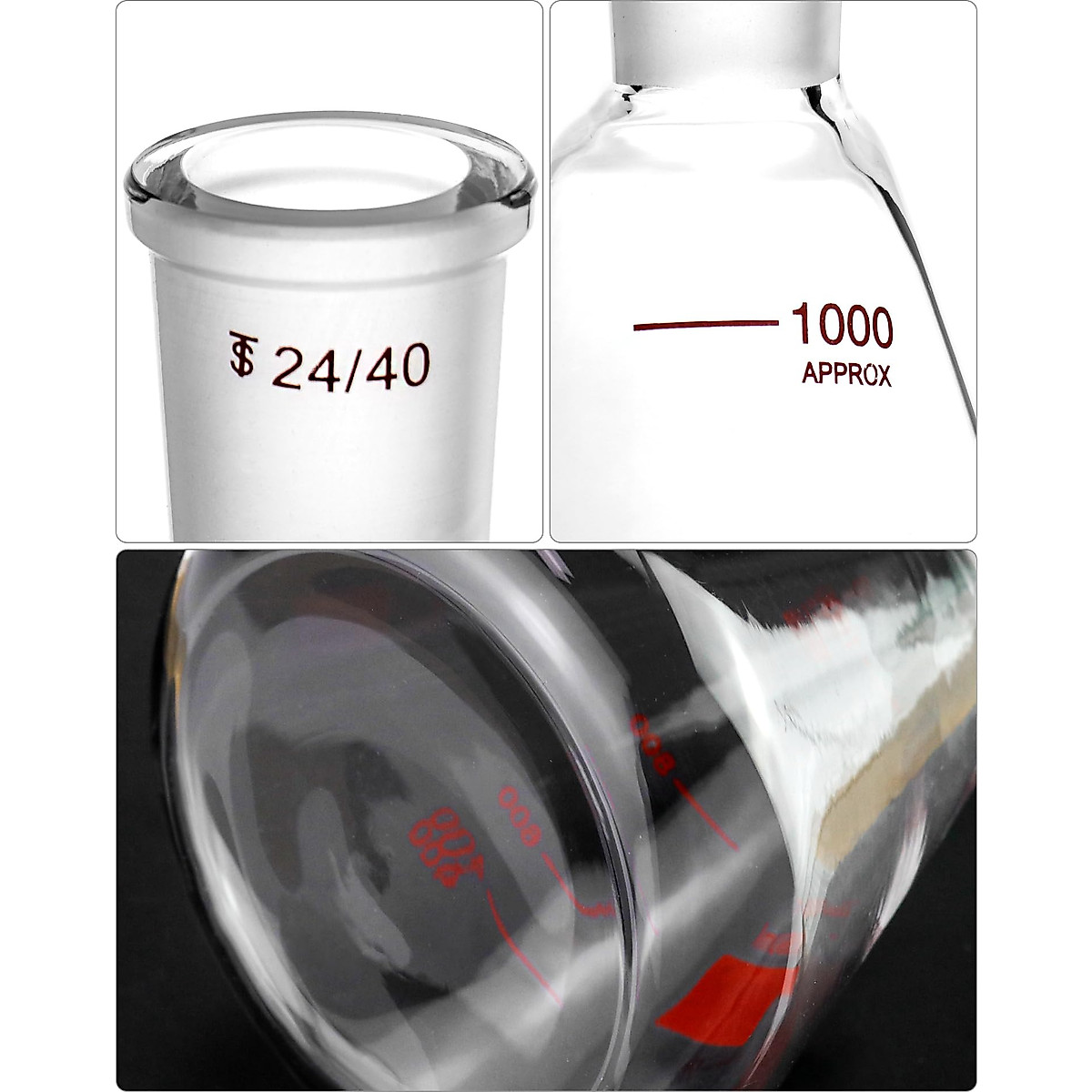 QWORK 250ml Glass Buchner Filtering Funnel and 1000 ml Erlenmeyer Flask, Thick Wall Flask with 24/40 Outer Joint