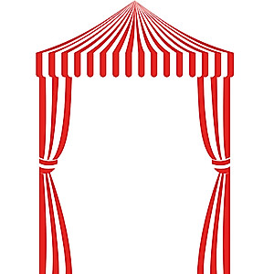Ziliny 3 Pcs Carnival Party Decorations Circus Tent Awning Halloween Red White Banner Concession Stand(Striped Style)