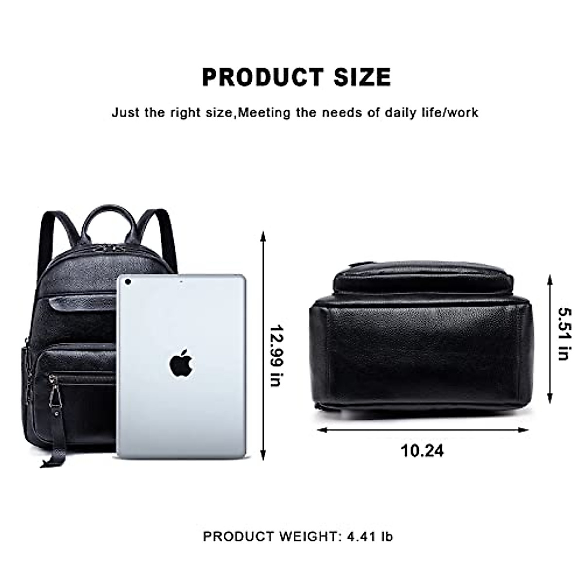 AMELIE GALANTI Small Black Backpack Purse For Women,Womens Casual Leather Daypack Backpacks