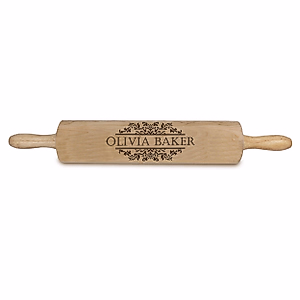 Custom Personalized Wood Rolling Pin - Engraved for Kitchen Home Chef Baking (Small - 6" x 1.25")