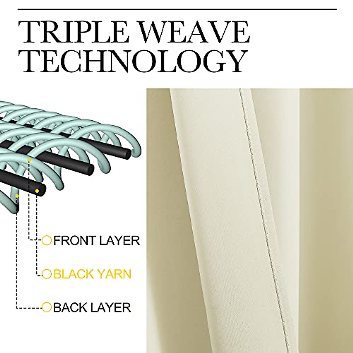 NICETOWN Long Curtains for Windows, Eyelet Top Room Darkening Panels/Drapes for Living Room (Beige, 2 Panels, W42 x L84 inches)