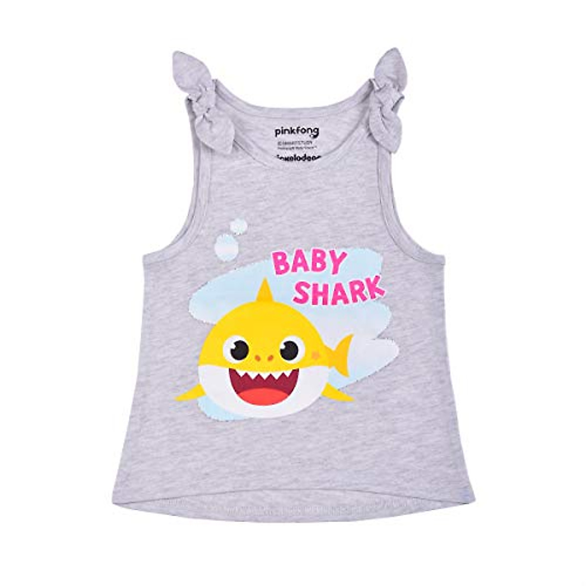 Nickelodeon Baby Shark Girls’ T-Shirt, Tank Top and Short Set for Infant and Toddler – Pink/Blue Or Multicolor/Grey/Blue