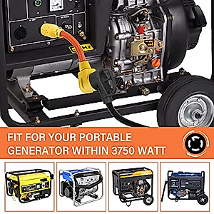 Flameweld Welder Adapter Cord - NEMA L14-30P Twist Locking to 6-50R, 4 Prong Generator to 3 Prong Welder Power Adapter Cord, 125/250V STW 10AWG Generator Cord, ETL (Yellow)