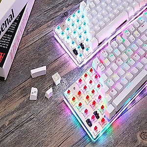 LED Backlit Wired Gaming Keyboard and Mechanical Feeling Rainbow Backlight Emitting CharacterAdjustable USB Mice Compatible with PC (White)