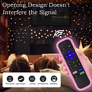 4Pack Silicone Remote Cover for Roku | TCL Hisense Roku Glow in The Dark Remote Case Universal for Roku Express 4K+ 2021 | Roku Streaming Stick+ Remote Controller Sleeve with Lanyards