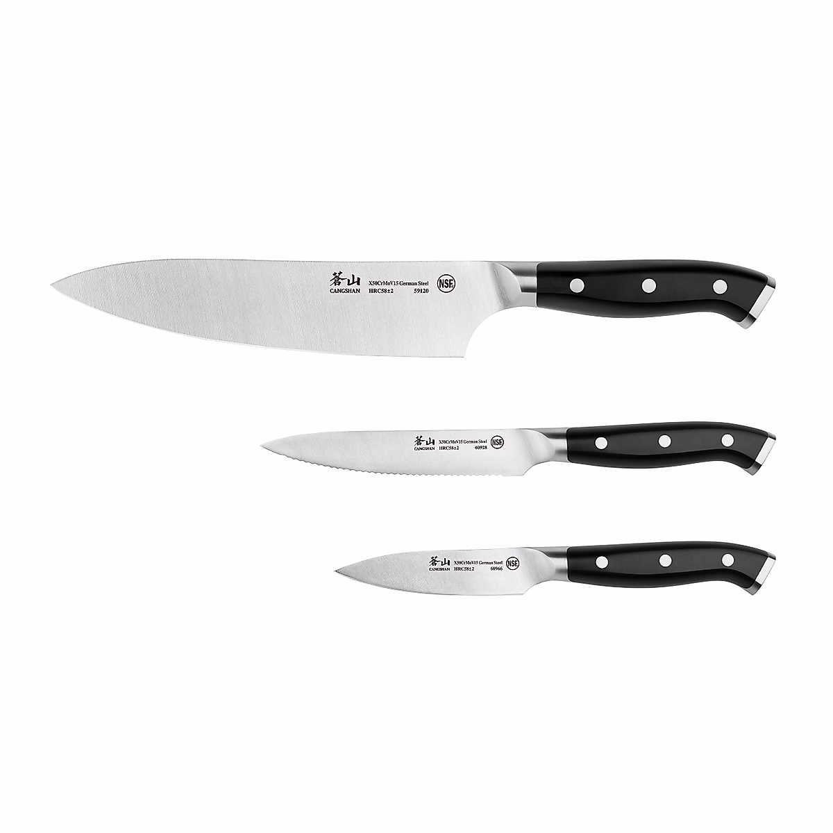 Cangshan D Series 61772 German Steel Forged 3-Piece Starter Knife Set