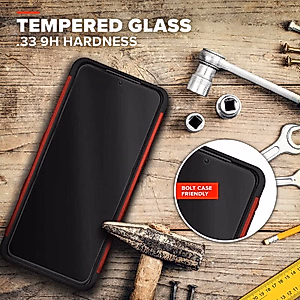 ZIZO Bolt Bundle for Galaxy S21 FE Case with Screen Protector Kickstand Holster Lanyard - Red & Black