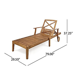 Christopher Knight Home Perla Outdoor Acacia Wood Chaise Lounge, Teak Finish