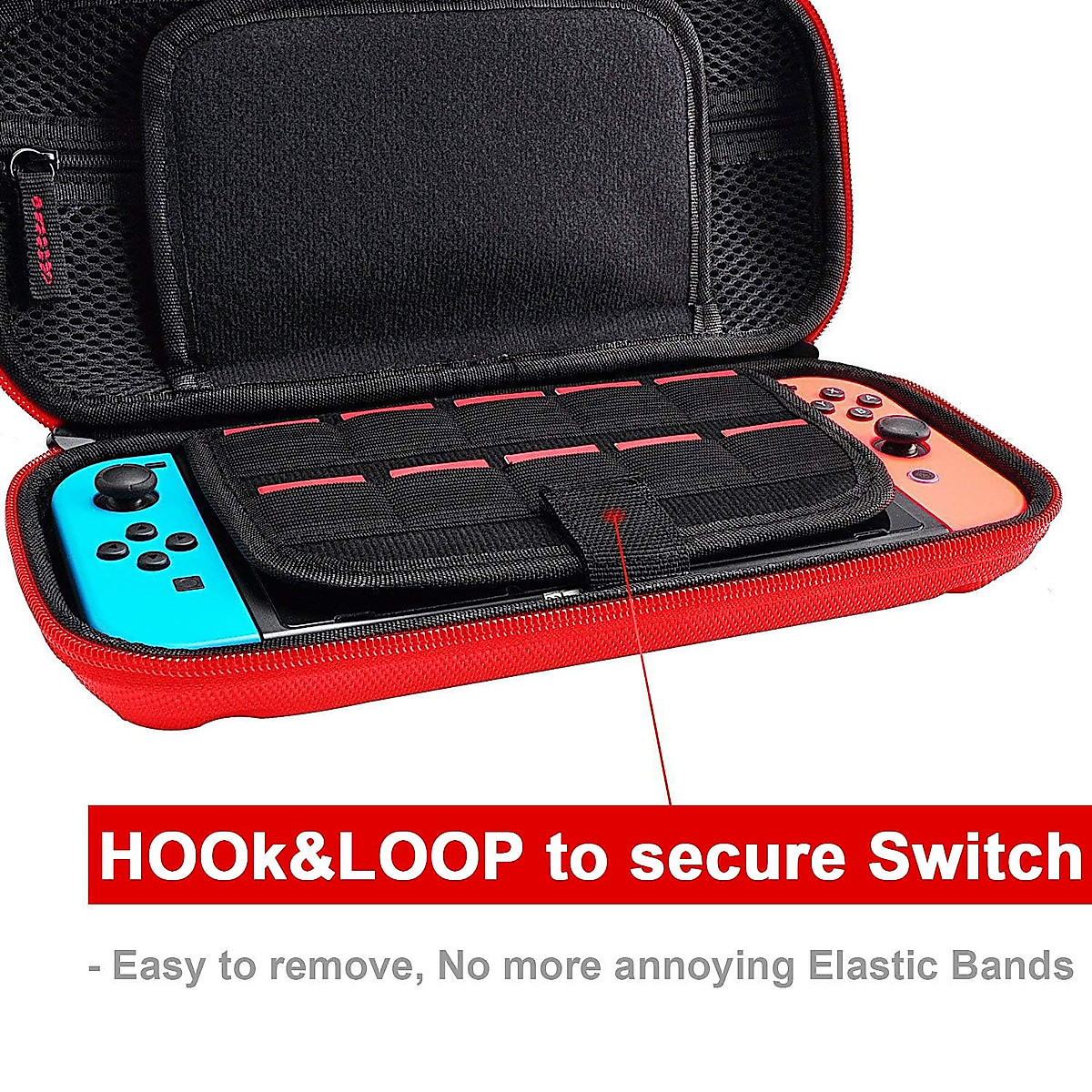 daydayup Switch Carrying Case Compatible with Nintendo Swtich, with 20 Games Cartridges Protective Hard Shell Travel Carrying Case Pouch for Console & Accessories(Red)