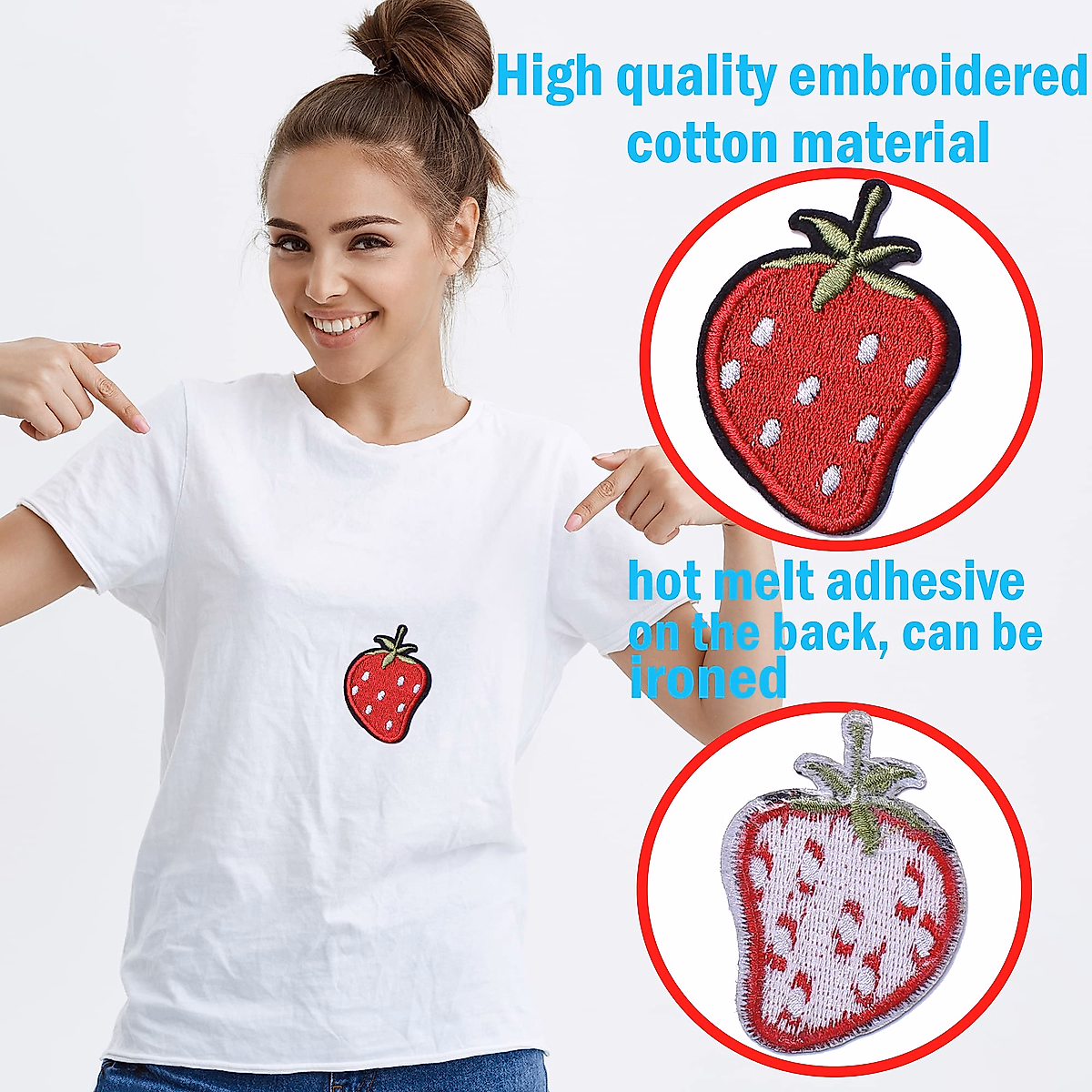 TACVEL 60PCS Random Assorted Styles Embroidered Patches, Sew on / Iron on Patches, Applique for Clothes Dress Pants Hats Jeans, Sewing Flowers Applique DIY Accessory