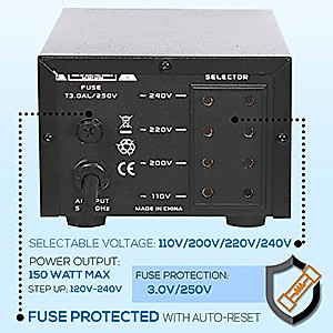 Pyramid Step Up and Down Converter -350 Watt Voltage Converter Transformer w/ USB Charging Port, UK Power Adapter, AC 110 / 120 to 220 / 240 Volt Vice Versa, 110V/120V/220V/240V Input Voltage PVCT350U
