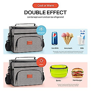 AstroAI Large Lunch Box for Men Women, 40 Can/24L Cooler Bags Insulated Tote Keep Cool and Warm for for Office School Picnic Beach Shopping (Grey)