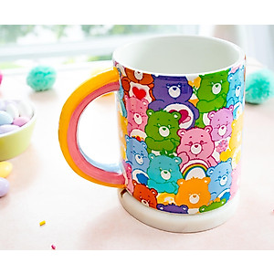 Care Bears Allover Print Ceramic Mug With Rainbow Handle | Large Coffee Cup For Tea, Espresso, Cocoa | Holds 20 Ounces