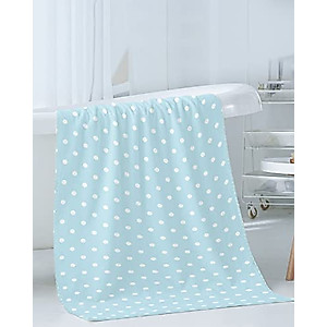 Comforance Easter Bath Towels Set for Bathroom, Soft Absorbent Durable Quick Dry Towel Set of 3 Multifuntion, 1 Bath Towel+1 Hand Towel +1 Washclothe, White Polka Dots Blue Background