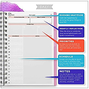 Pink Daily Planner 2.0 - Daily Planner 2023 Page a Day - Monthly, Weekly and Daily Sections Simplified - Undated Goal Oriented 3 Month Agenda Planner by Panda Planner - 5.75” x 8.25”