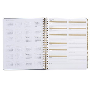 russell+hazel 2024 Weekly Planner, October 2023 - December 2024, Office Supplies, Black Vegan Leather, Includes 190 Stickers, 9.125” x 11.25”