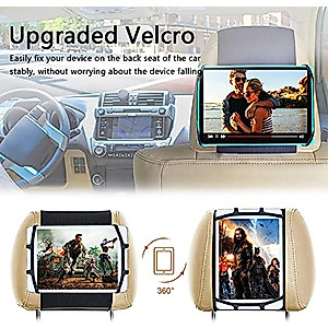 FANGOR Car Headrest Mount Holder, Tablet Holder for Kids in Back Seats, Anti-Slip Strap and Holding Net,Angle-Adjustable/Fits All 7 Inch to 12.9 Inch Tablets