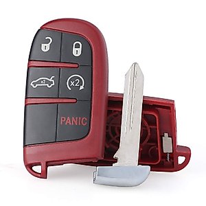Keymall keyless Entry Replacement Red Remote Key Shell Case Blank 5B Fob for Dodge Challenger Charger Dart Durango, for Chrysler 300