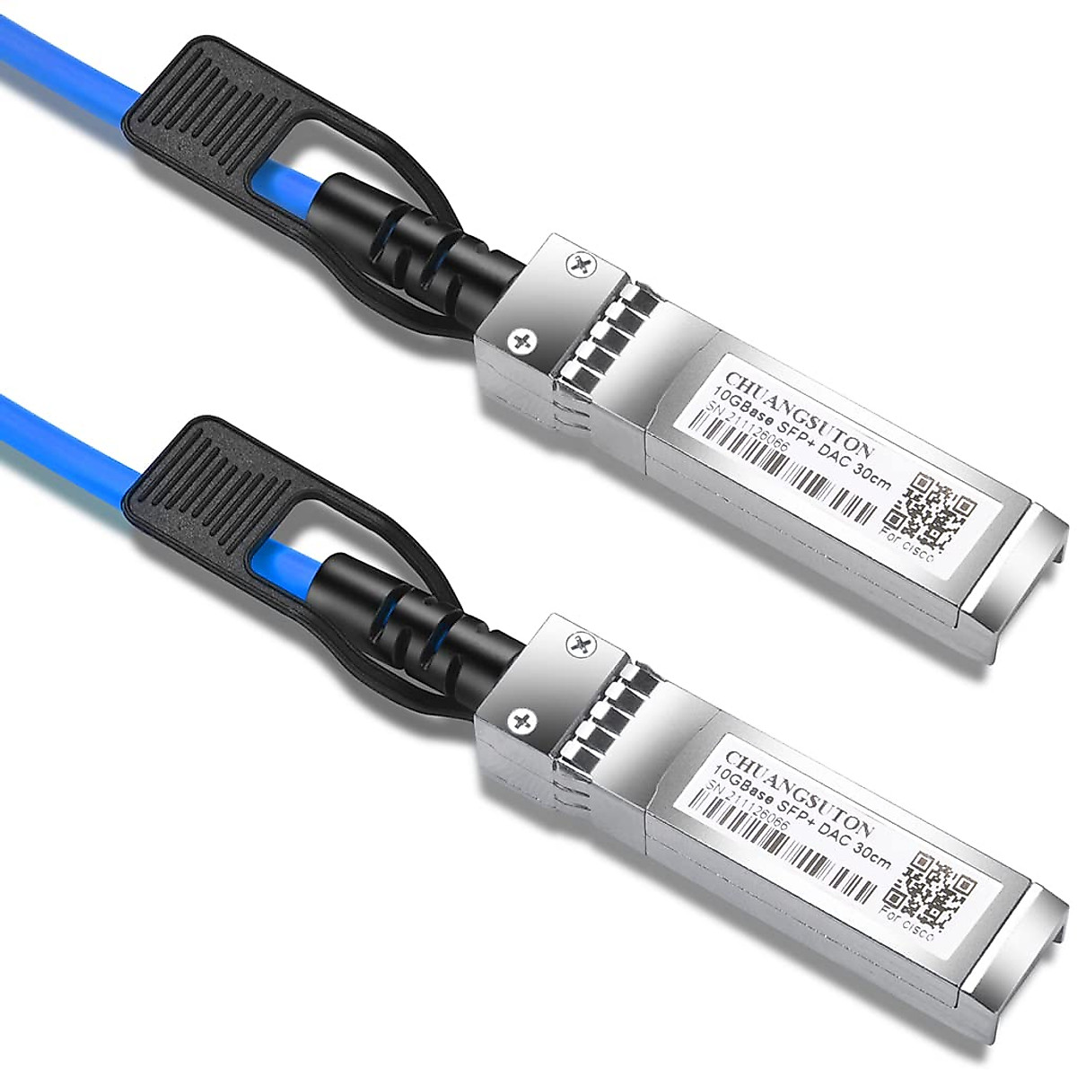 CHUANGSUTON Blue 10G SFP+ DAC Passive Direct Attach Copper Cable for Intel XDACBL0.5M Ethernet 10GbE 10Gb/s SFP+ to SFP+ DAC 0.5M(1.6ft)