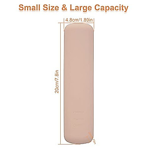 FERYES Travel Makeup Brush Holder, Silicon Trendy and Portable Cosmetic Face Brushes Holder, Soft and Sleek Makeup Tools Organizer for Travel-Khaki