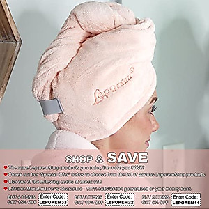 Leporem 3 Pack Microfiber Hair Towel - Extra Large (30 inch X 11 inch) Super Absorbent & Quick Dry Hair Turban for Curly, Long & Thick Hair, Anti Frizz, Hair Repair Towel Wrap for Women, Kids