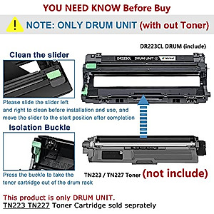 MxVol Compatible Brother DR223CL DR-223CL DR223 Drum Unit Replacement for Brother HL-L3290CDW MFC-L3710CW MFC-L3750CDW HL-L3210CW MFC-L3770CDW HL-L3230CDW HL-L3270CDW Printer, 4-Pack (NO Toner)
